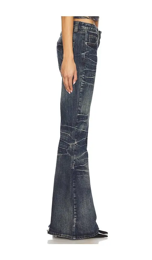 Jaded London Extreme Blue Wash Flare Jeans In Dark Denim - 6% Off